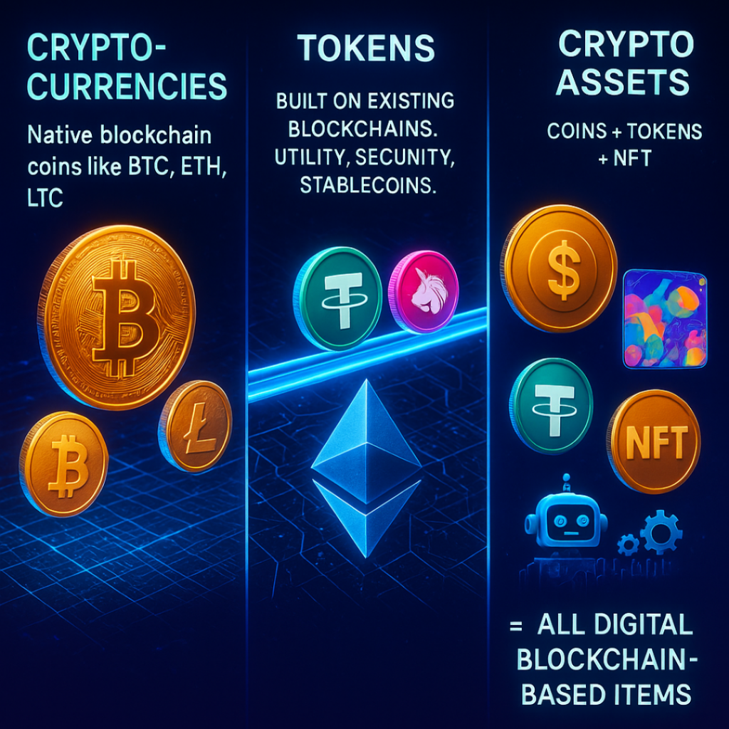 Cryptocurrencies, tokens, crypto assets: Key differences explained
